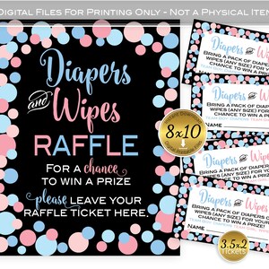 Diapers and Wipes Raffle 8x10 Sign and 3.5x2 Tickets | Gender Reveal ...