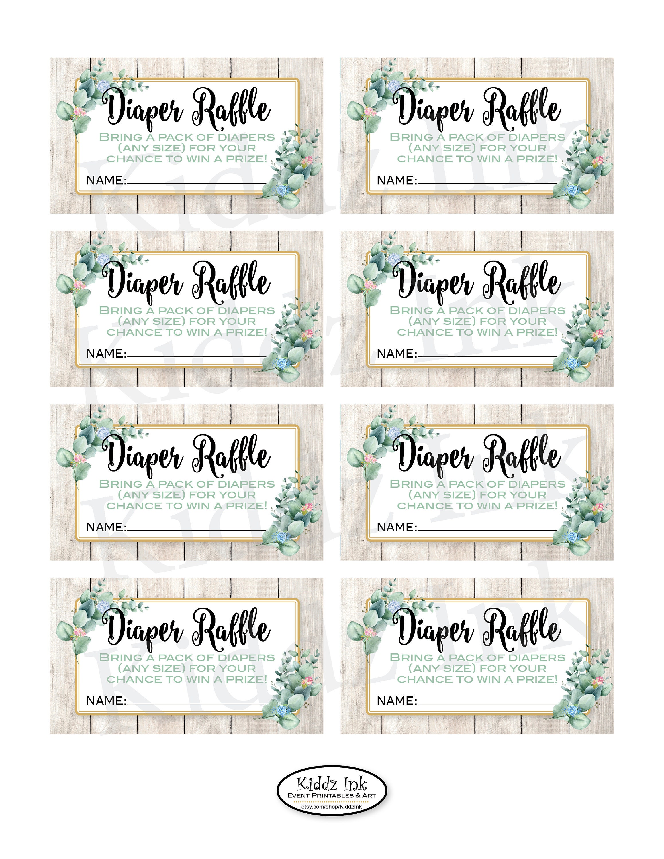 Diaper Raffle 8x10 Table Sign and Tickets Neutral Baby - Etsy UK