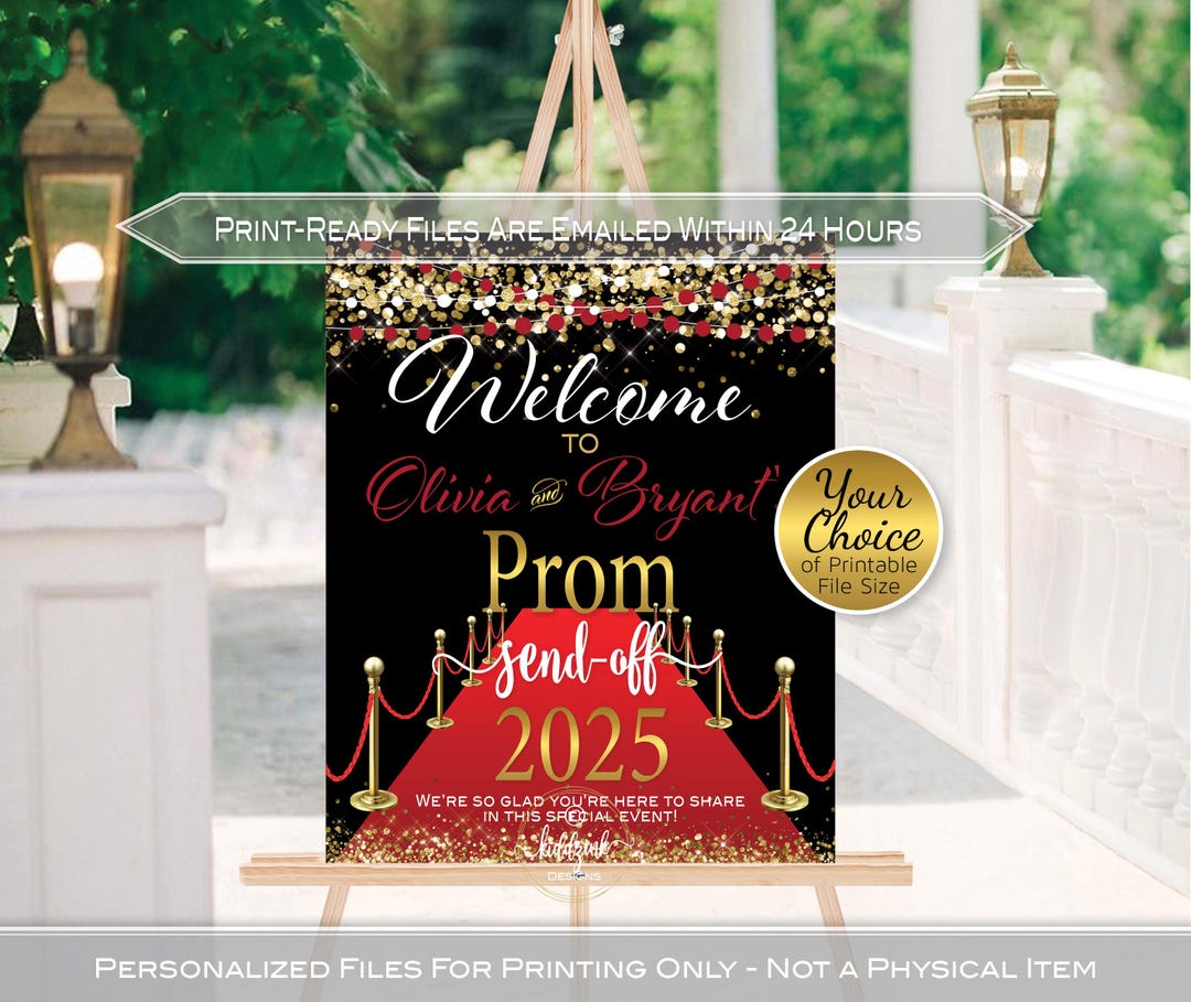 Red Carpet Prom Send-off Party Personalized Welcome Sign Printable ...