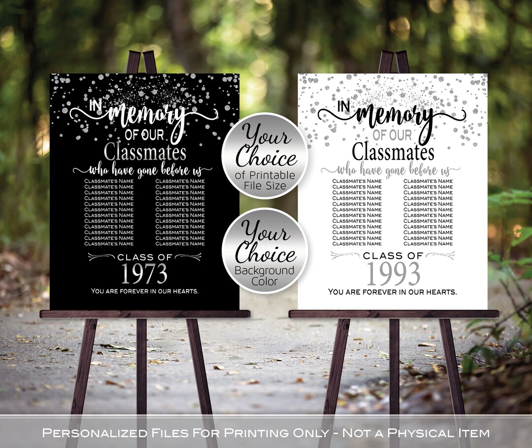 In Memory of Classmates Class Reunion Any Year Personalized Sign ...