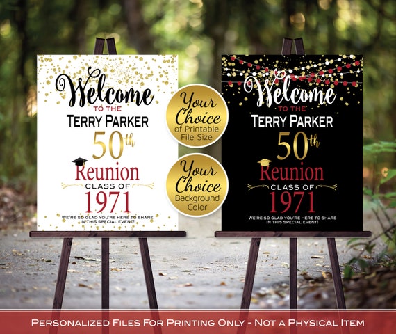 Class Reunion Personalized Welcome Sign Printable File Gold - Etsy