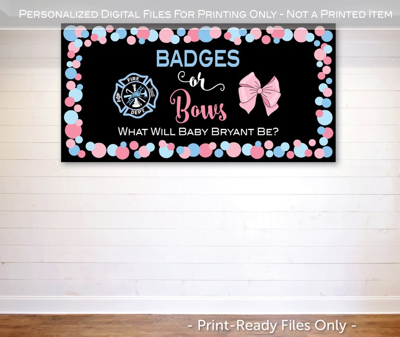 Badges or Bows Gender Reveal Backdrop JPEG or PDF File Blue - Etsy