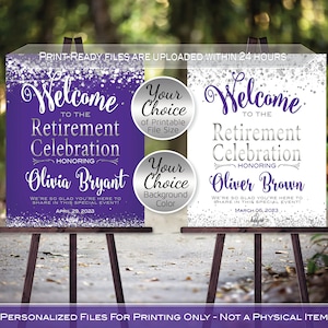Personalized Purple Backdrop Retirement Party - Etsy
