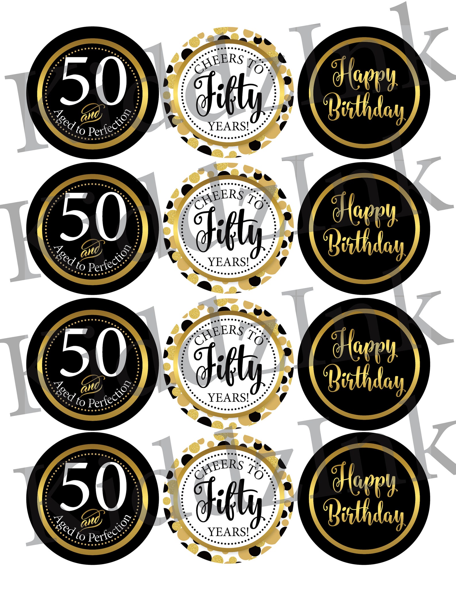 His Round Cupcake Toppers 50th Birthday Digital Printable - Etsy