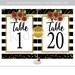 Table Number Signs 1-20 5x7 Black and White Stripes With Red Roses ...
