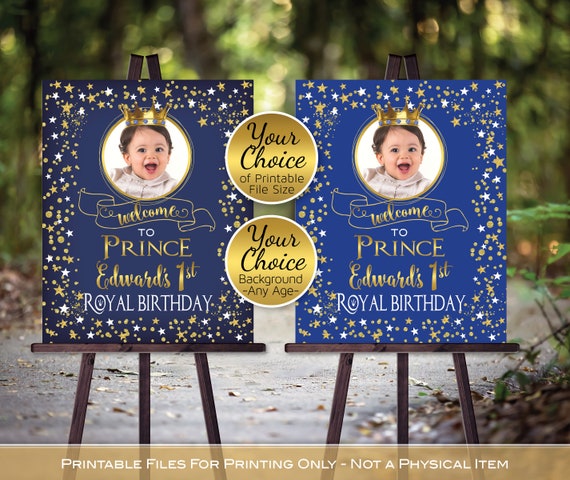 Royal Prince Birthday Party Welcome Sign Printable With Photo | Etsy