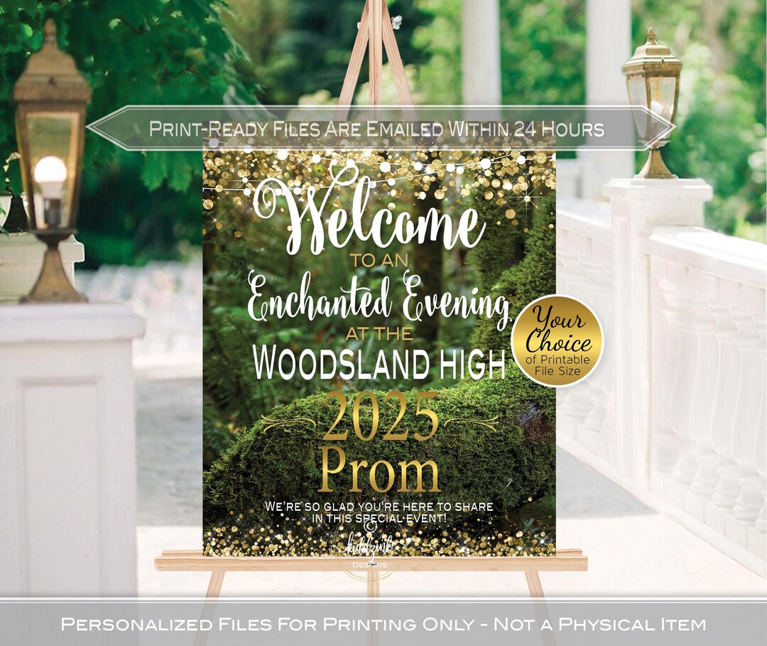 Enchanted Evening School Prom Welcome Sign Personalized Printable ...