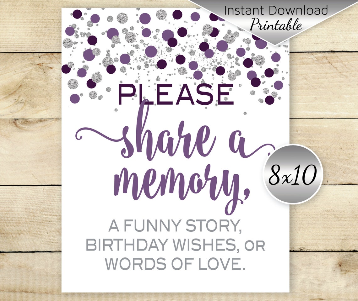 Share a Memory Table Sign 8x10 Printable Birthday Wishes - Etsy