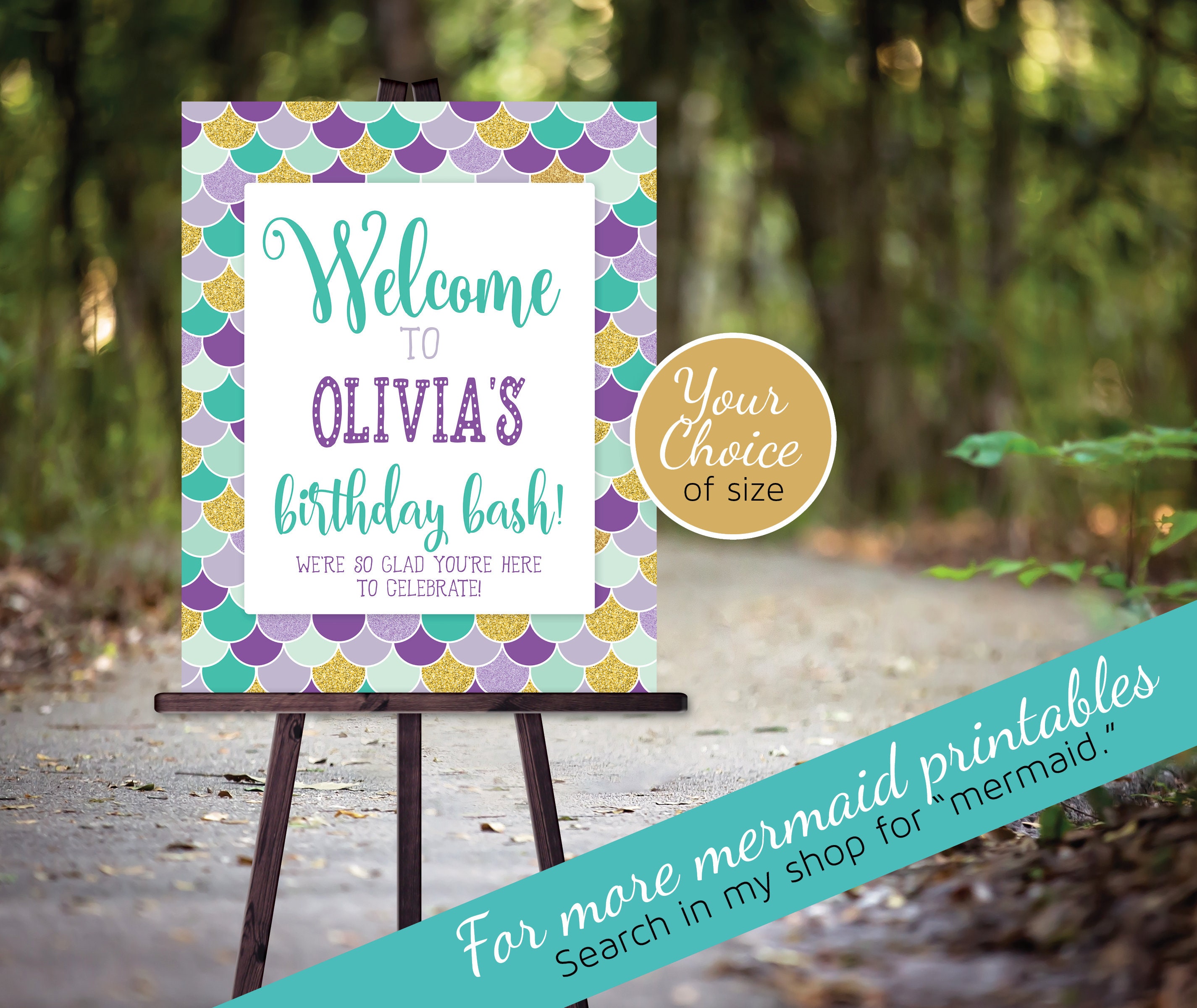 Mermaid Birthday Party Welcome Sign Printable Mermaid | Etsy