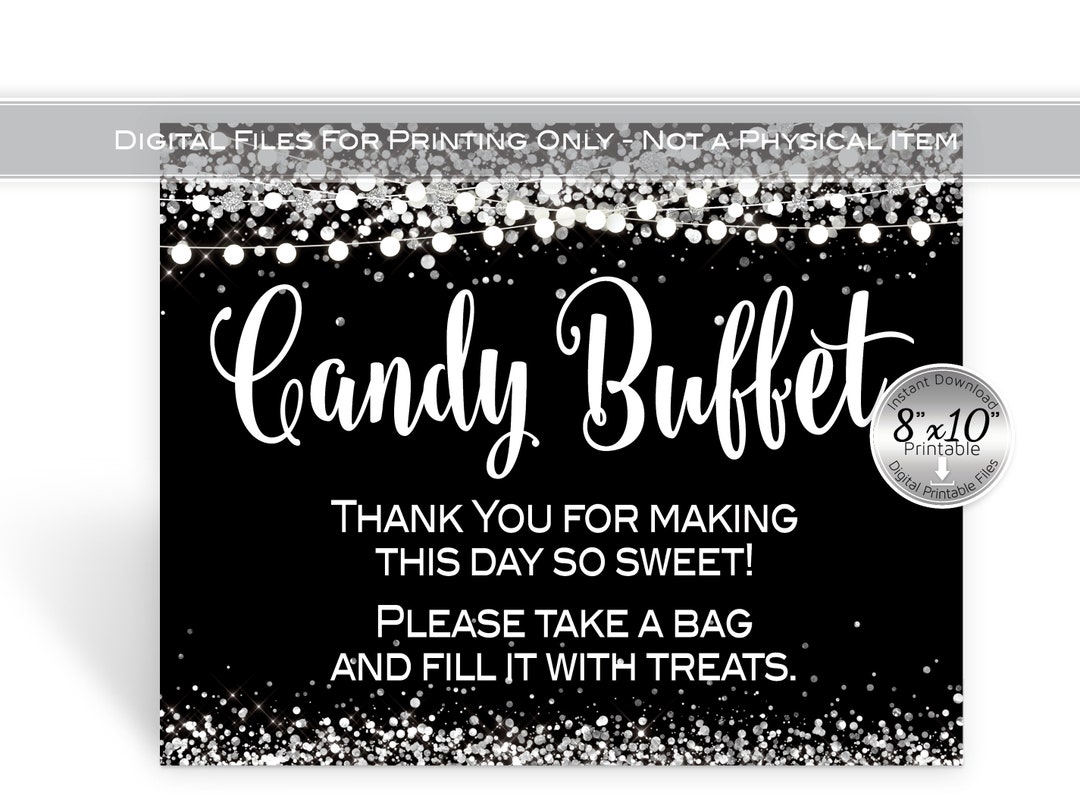 Candy Buffet Printable Sign | 8x10 | Birthday | Candy Bar | Black White ...