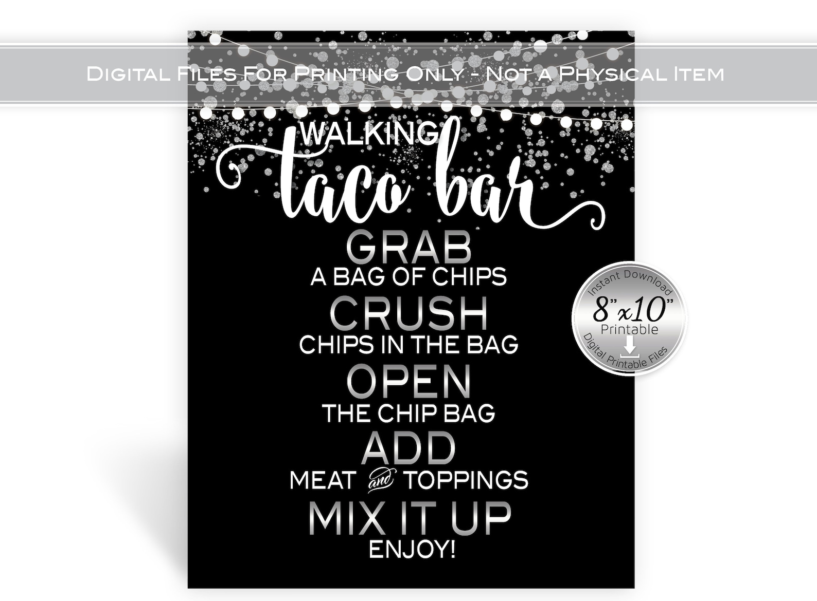 Walking Taco Bar Instructions Table Sign 8x10 Printable - Etsy
