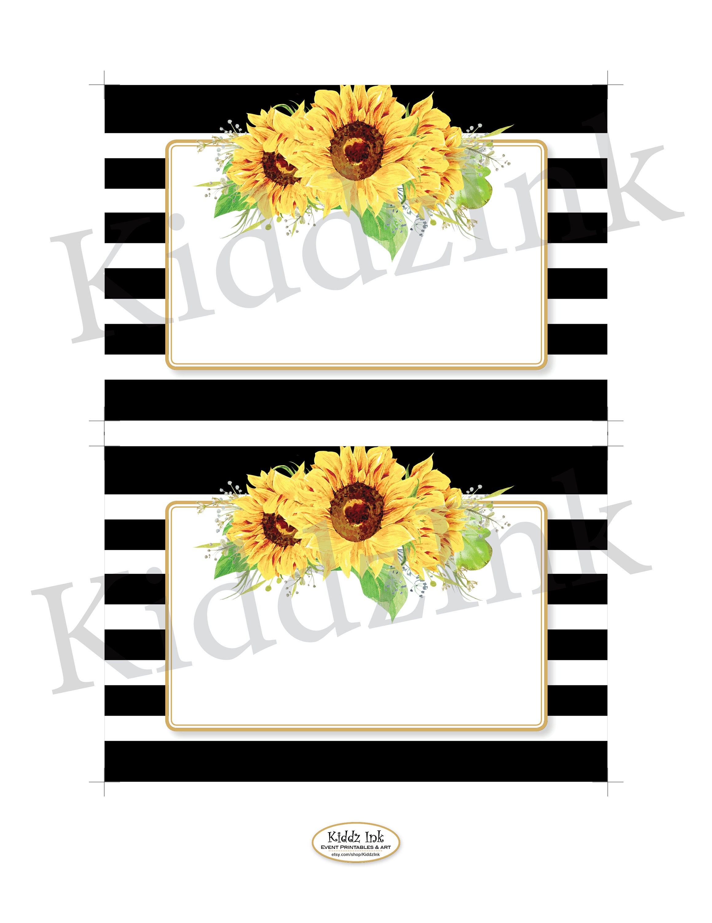 Menu Label Note Card Printable 4x6 Yellow Sunflowers | Etsy