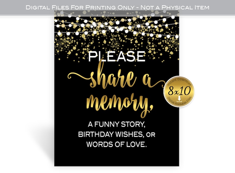 Share a Memory Table Sign 8x10 Printable Birthday Wishes - Etsy