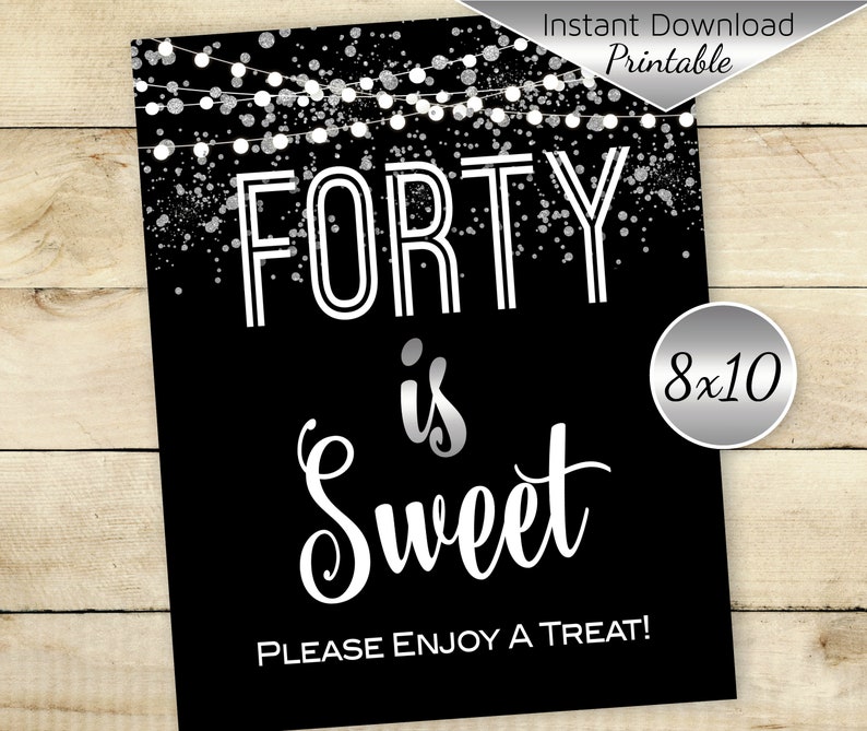 Forty Is Sweet Treats Table 8x10 Printable Sign 40th Etsy