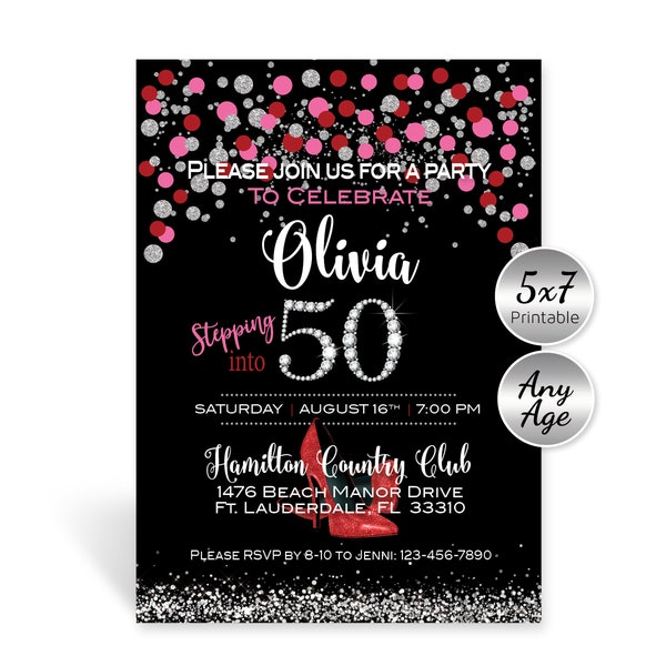 Stepping Into 50 Birthday Invitation - Etsy