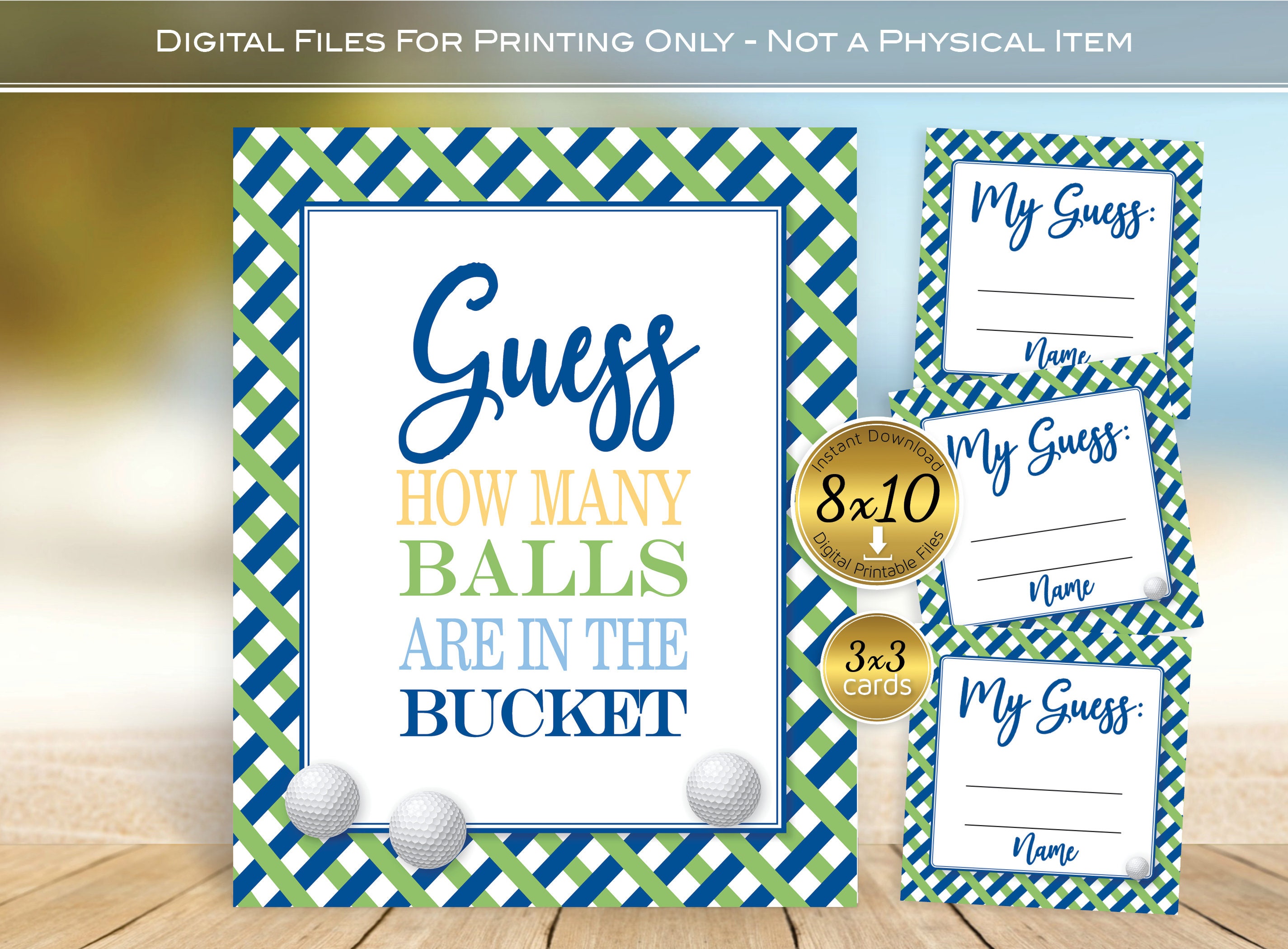 Golf Theme Guess How Many Balls Game 8x10 Printable Table Sign | Navy ...