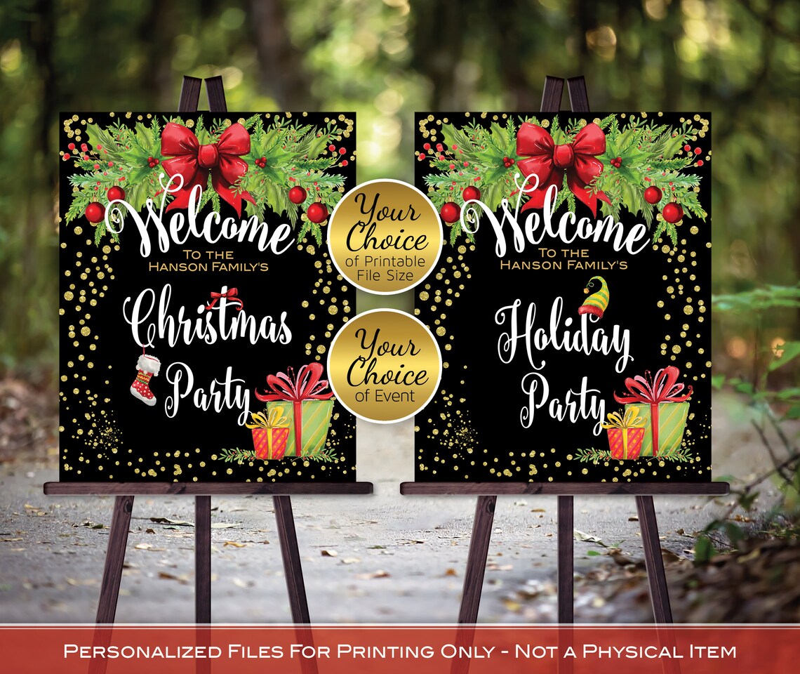 Christmas Party or Holiday Party Welcome Poster Printable | Etsy