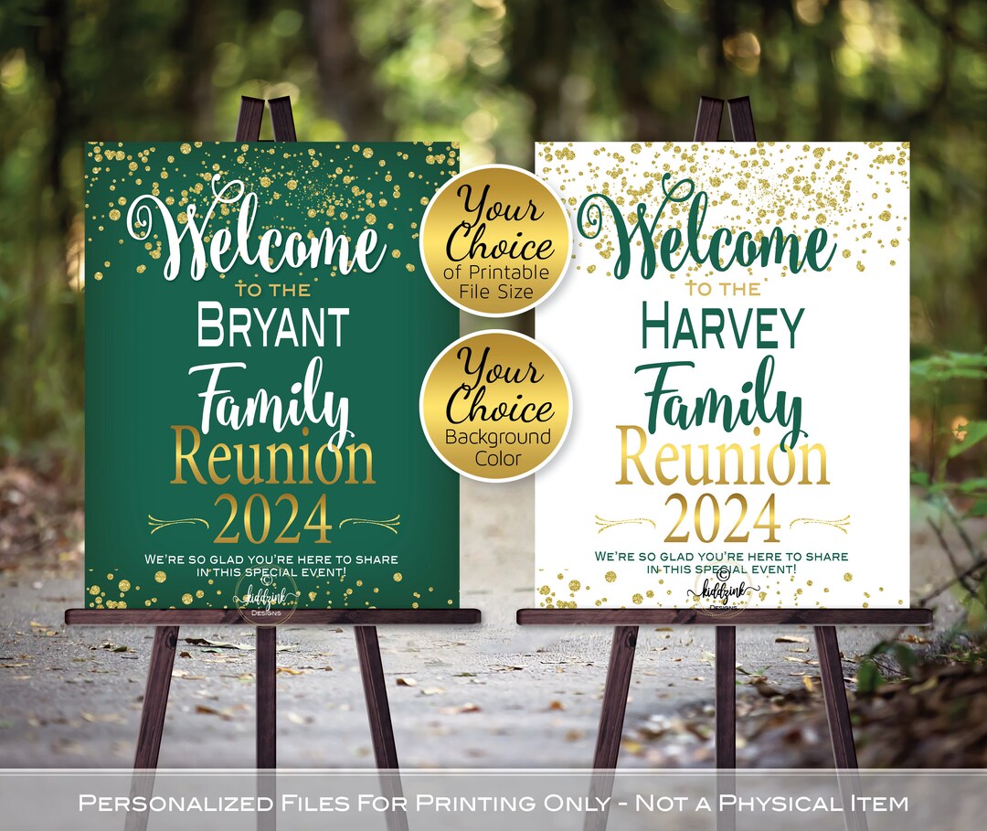Family Reunion Personalized Welcome Sign Printable File Gold Confetti ...