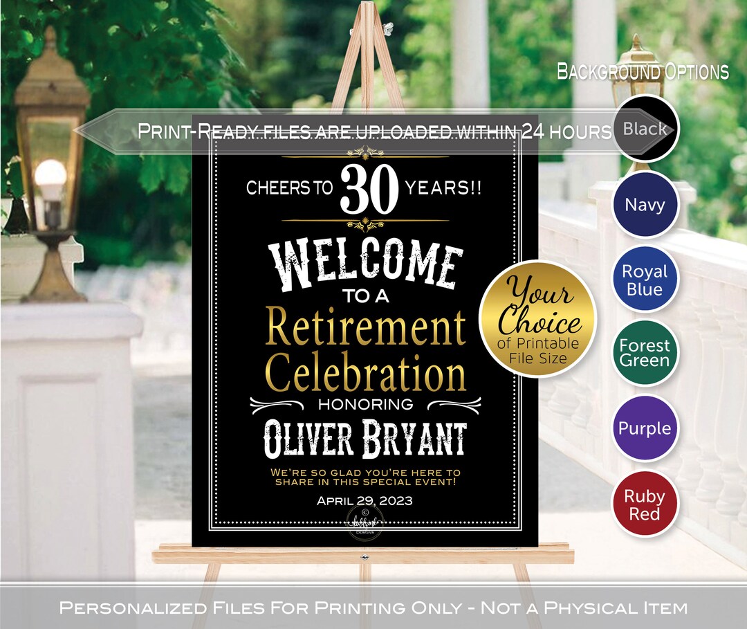 Cheers Retirement Celebration Personalized Welcome Sign Party Printable ...