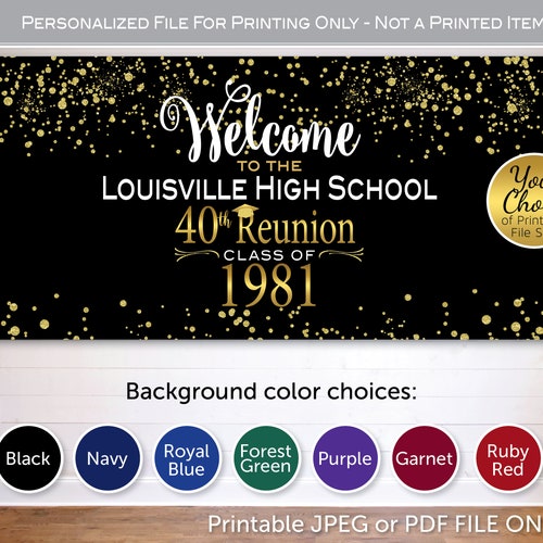 Class Reunion Welcome Backdrop Banner Printable Class of - Etsy