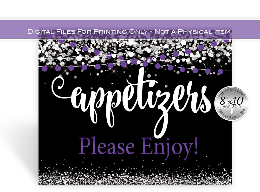 Appetizers Table Sign 8x10 Printable | Birthday | Garland Lights ...