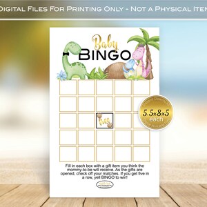 Baby Bingo Baby Shower Game | Dinosaur Baby Shower | Hatching Baby Dino ...