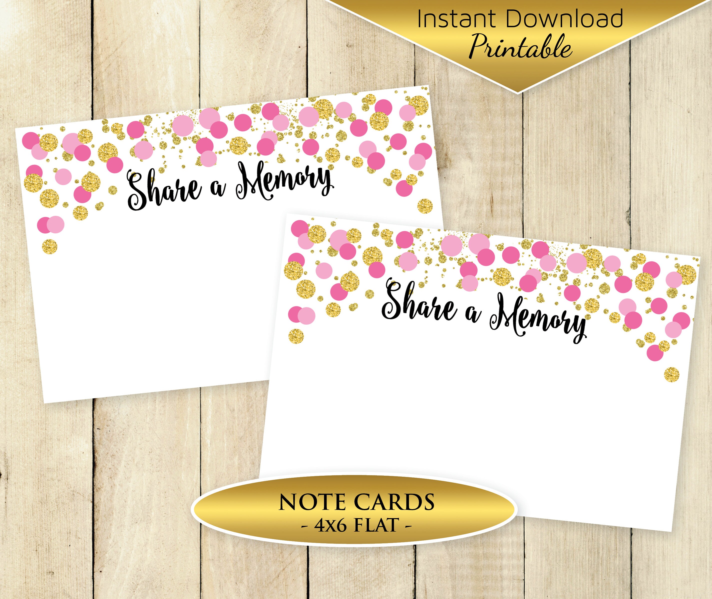 Share a Memory Note Cards 4x6 Flat Pink Gold Dot Confetti - Etsy España