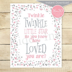 Twinkle Little Star Nursery Wall Art 16x20 Printables | Love | Set of 2 ...
