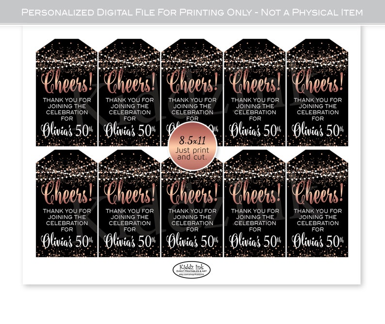 Cheers Favor Tags for Birthday Personalized Printable | Etsy