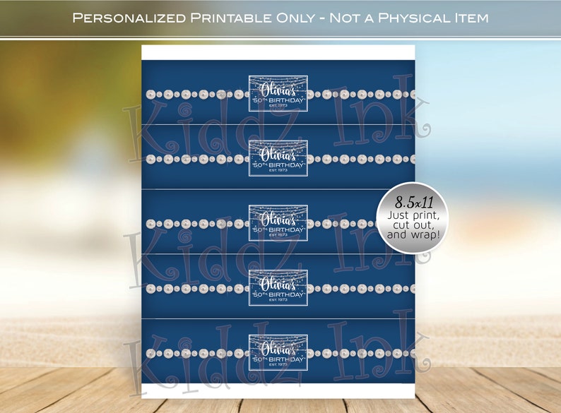 Birthday Water Bottle Label Wrap Printable | Denim and Pearls | Bling ...