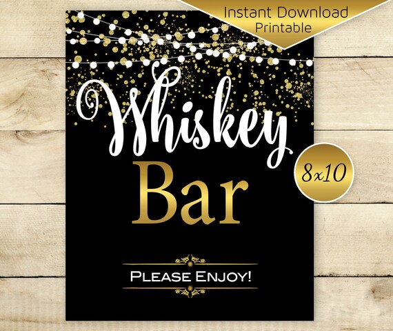 Whiskey Bar Sign Printable 8x10 Birthday Wedding | Etsy