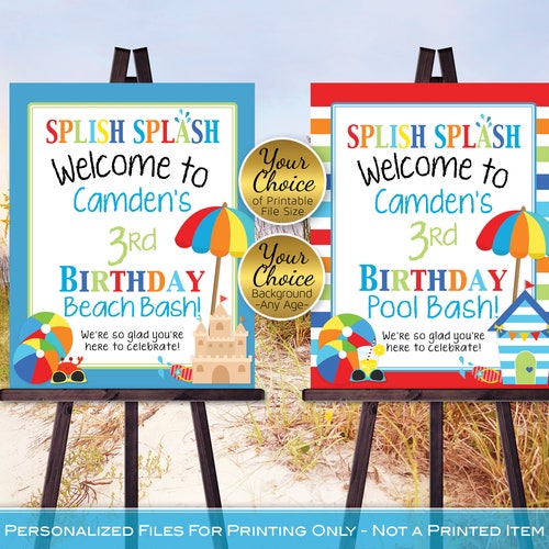 Beach Bash or Pool Bash Birthday Party Printable Welcome Sign - Etsy
