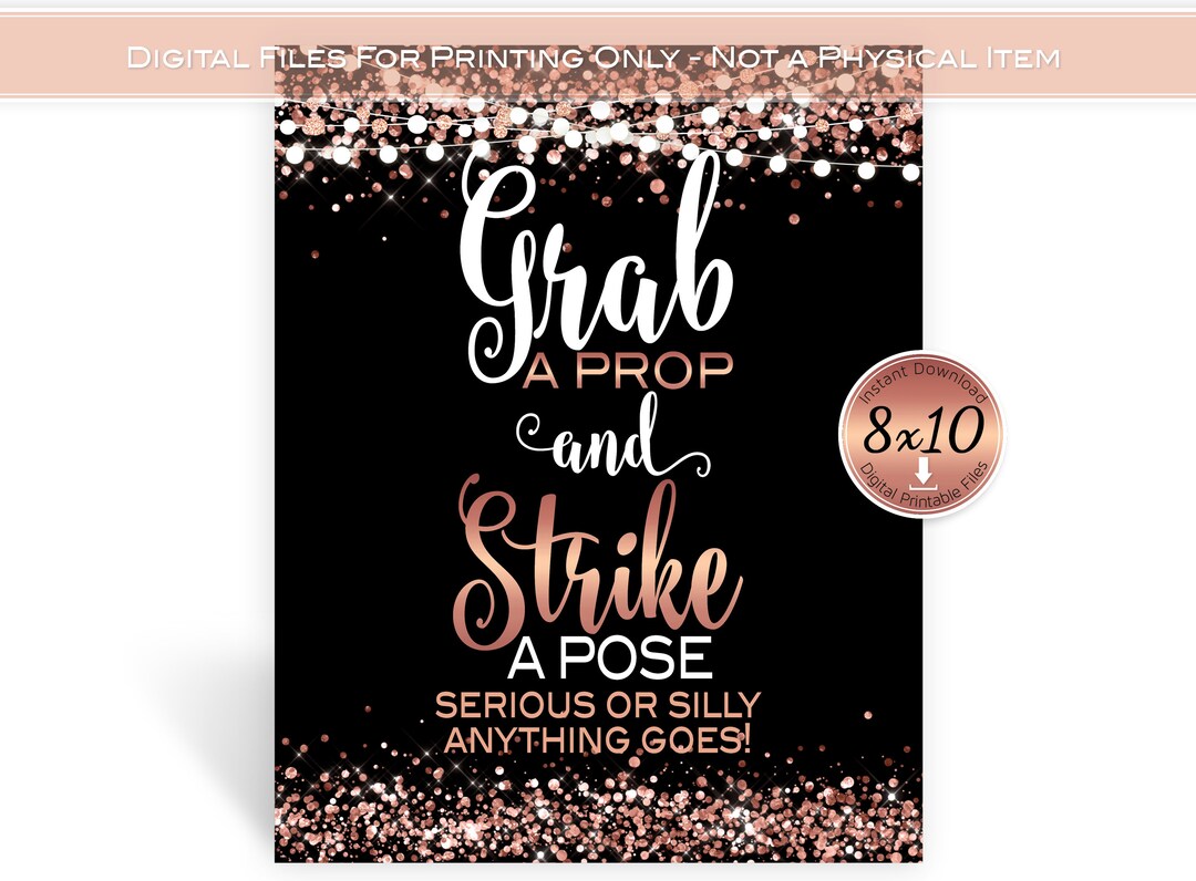 Photo Grab a Prop Table Sign | Woman's Birthday Printable | 8x10 | Faux ...