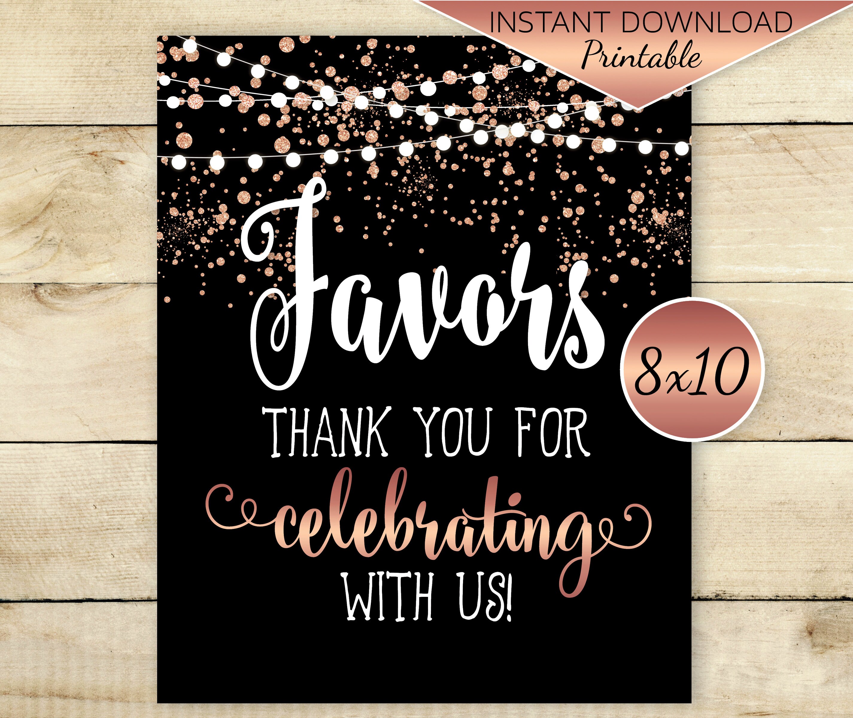 Party Favors Thank You Table Sign Birthday Printable 8x10 | Etsy