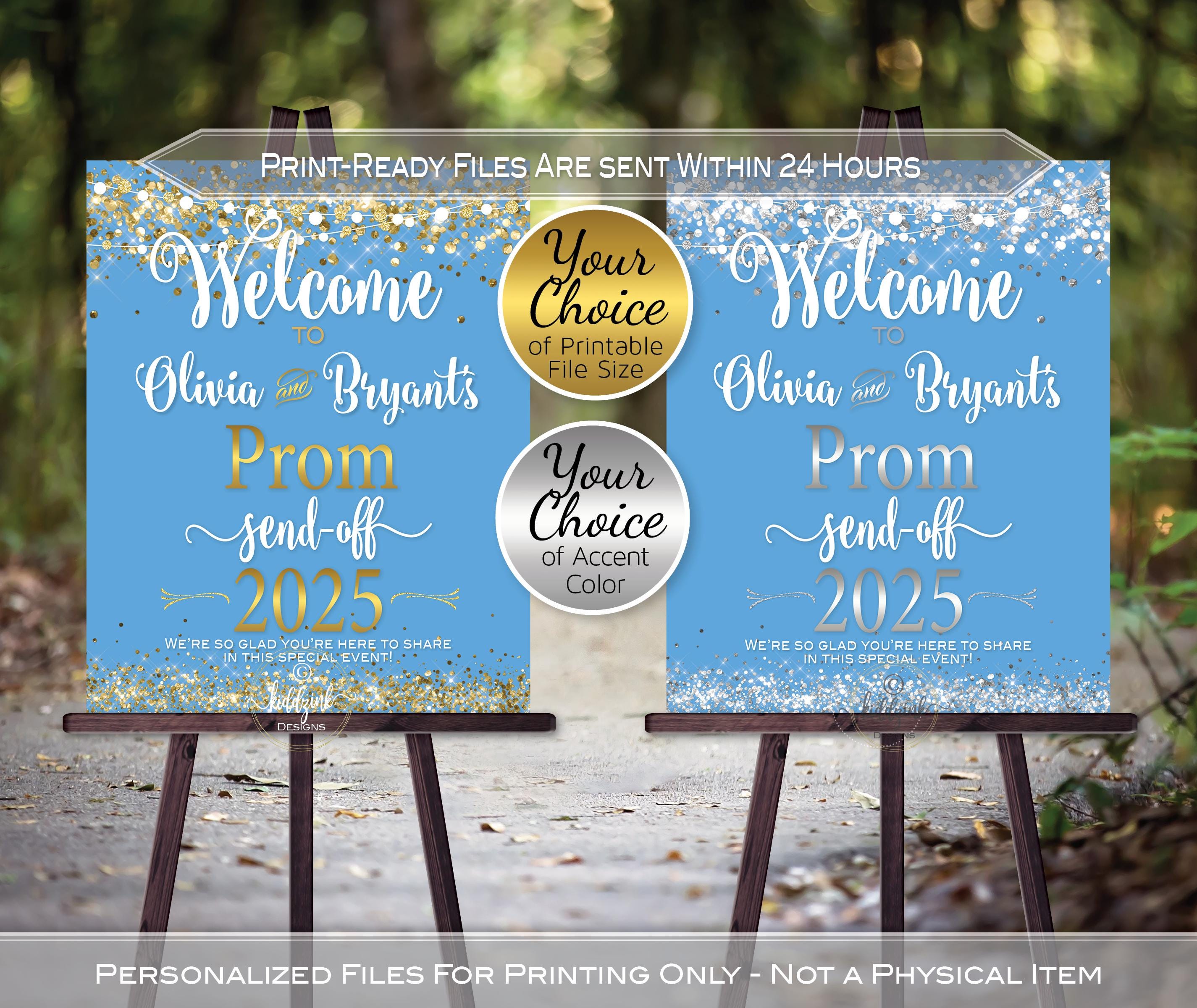 Prom Send-off Party Personalized Welcome Sign Printable | Light Blue ...