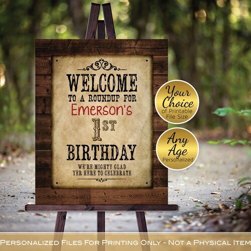 Wild West Printable Welcome Sign Western Birthday Party Any - Etsy
