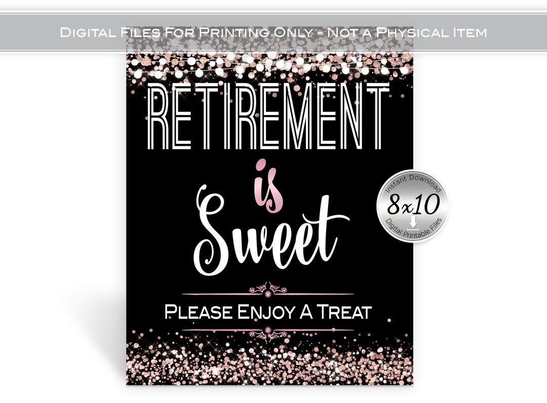Retirement Party Sign: Pink Confetti Dessert Table Decor (digital ...