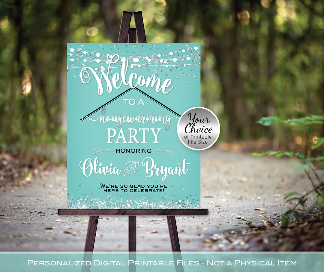 Housewarming Party Welcome Sign Printable Robin Egg Aqua - Etsy