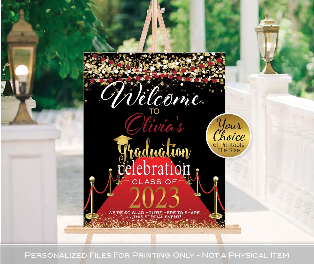 Red Carpet Graduation Party Personalized Welcome Sign - Etsy