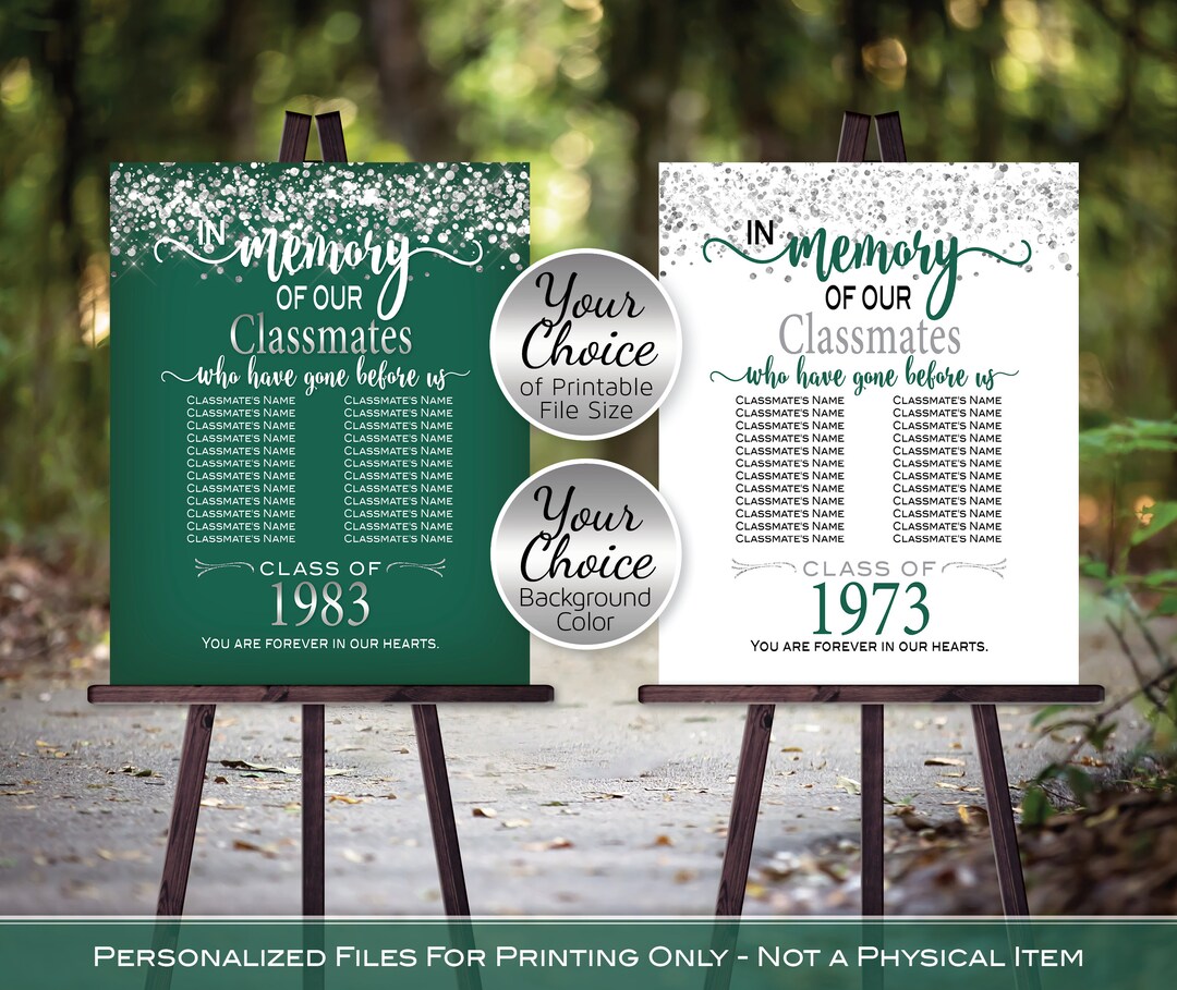 In Memory of Classmates Class Reunion Any Year Personalized Sign ...