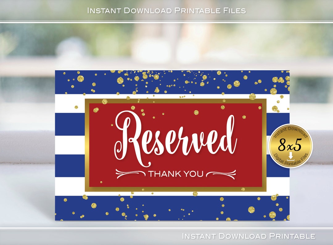 Reserved Tent-folding Printable Table Sign | Military Retirement | Blue ...