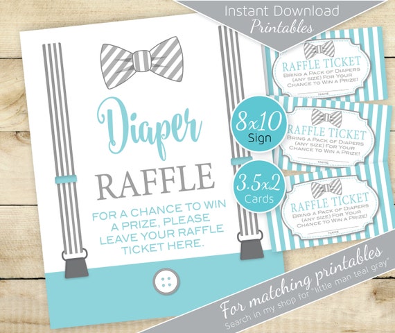 Little Man Diaper Raffle Tickets and 8x10 Table Sign for Baby | Etsy
