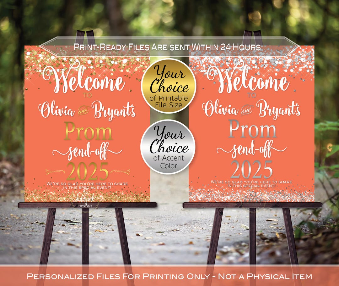 Prom Send-off Party Personalized Welcome Sign Printable | Orange With ...