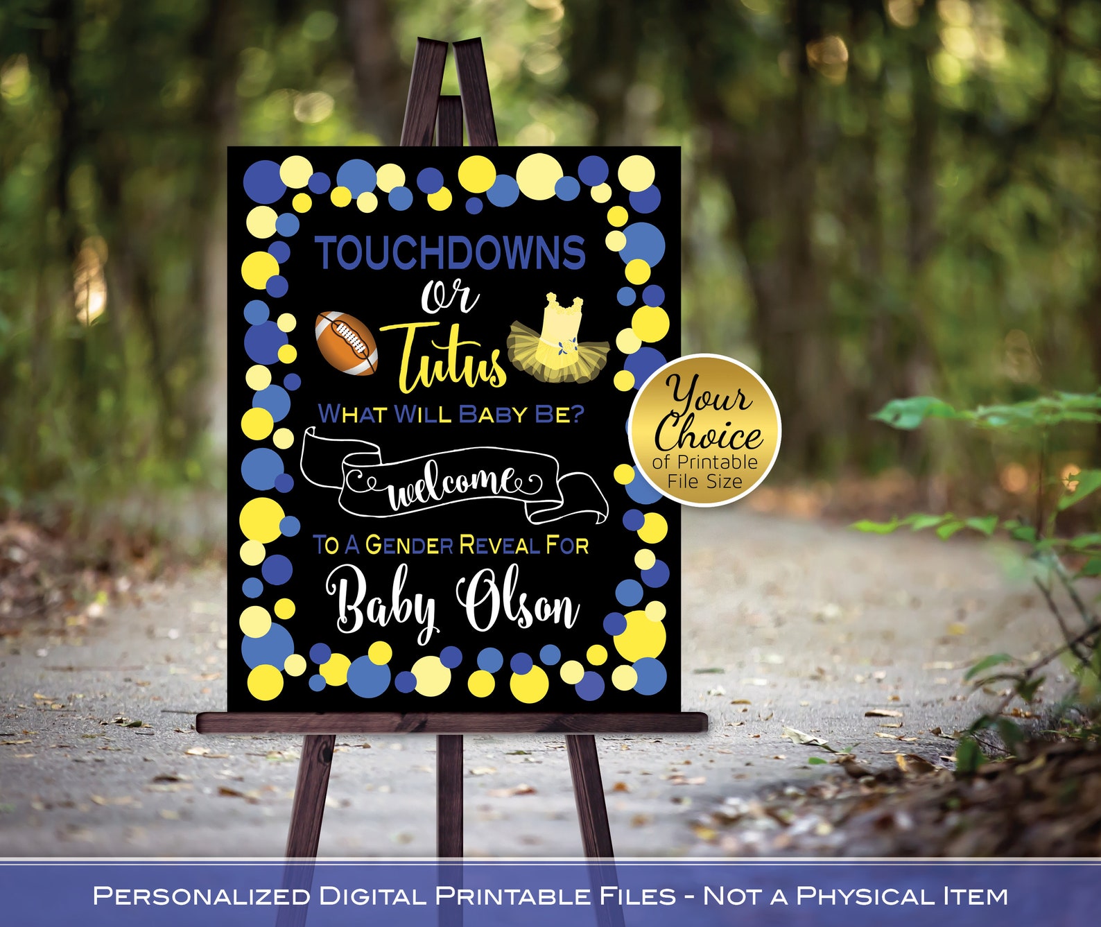 Touchdowns or Tutus Gender Reveal Welcome Sign Printable - Etsy