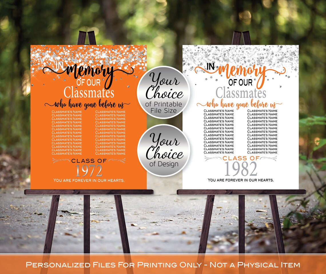 In Memory of Classmates Class Reunion Any Year Personalized Sign ...
