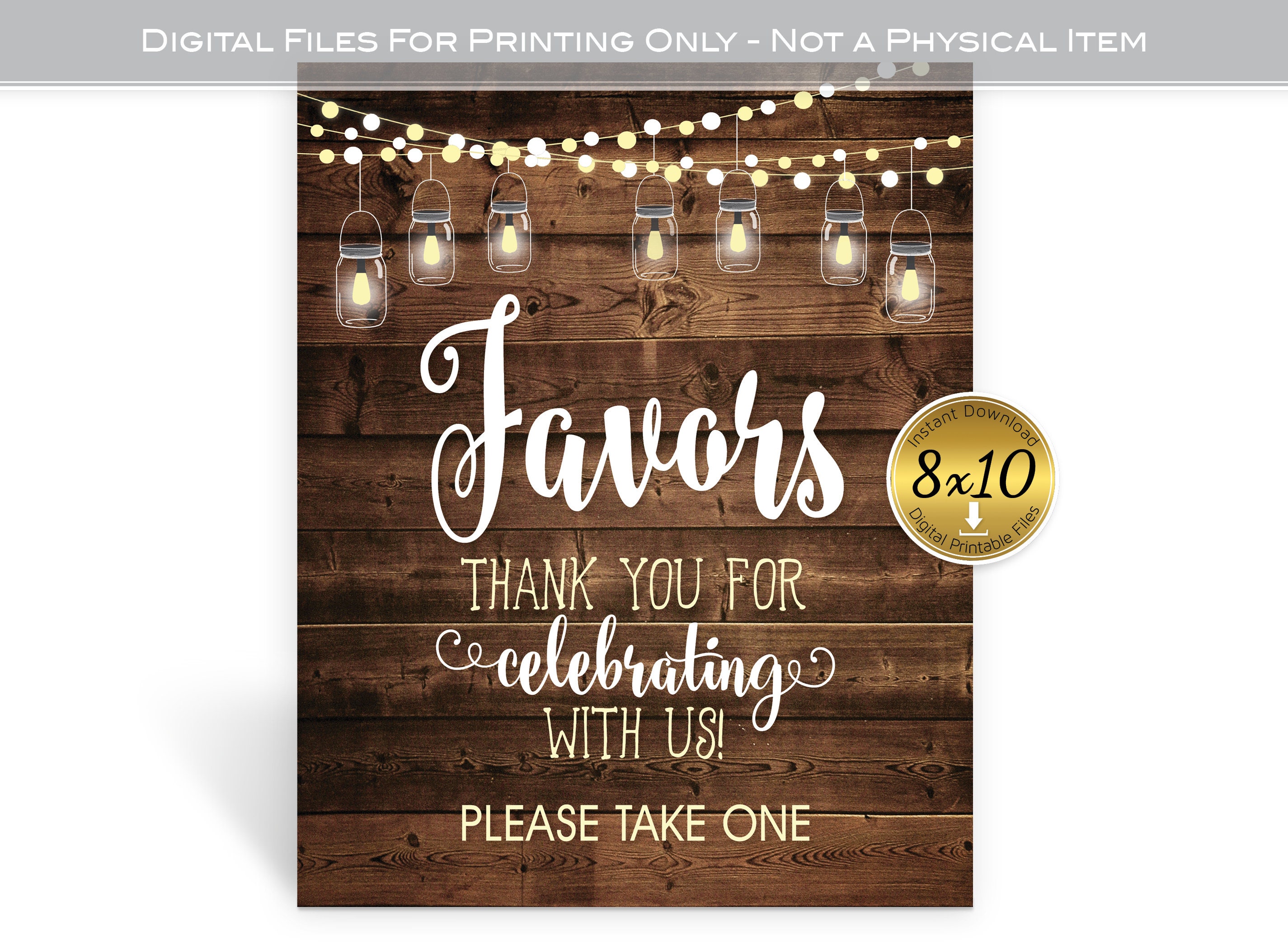 Favors Table Sign 8x10 Light Strings and Lanterns on Faux | Etsy