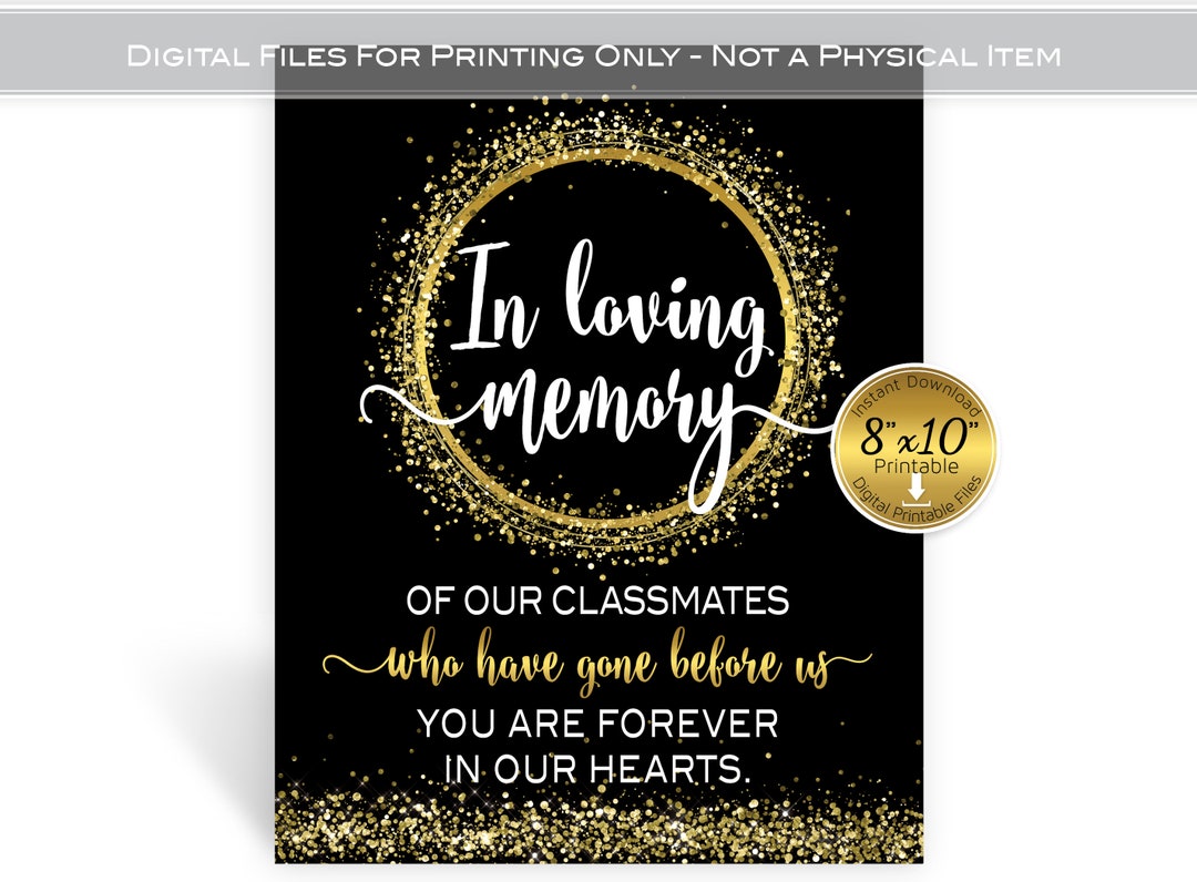 In Memory of Classmates Who Have Passed | Class Reunion | 8x10 | Faux ...