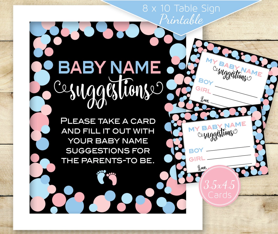 Baby Name Suggestions for Gender Reveal Baby Shower Pink - Etsy