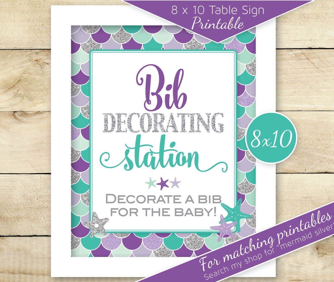 Bib Decorating Station 8x10 Printable Table Sign for Baby - Etsy
