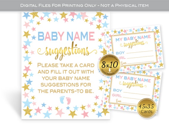 Baby Name Suggestions for Gender Reveal or Baby Shower | Etsy